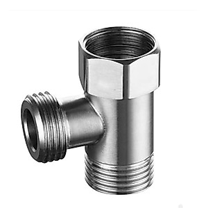 HOMCBEC Bathroom Angle Valve,3-Way Brushed Nickel G1/2 Inch T-adapter Valve with One Inlet and Two Outlets Shower Arm Diverter Valve for Bath Bidet Sprayer Toilet Shower Head