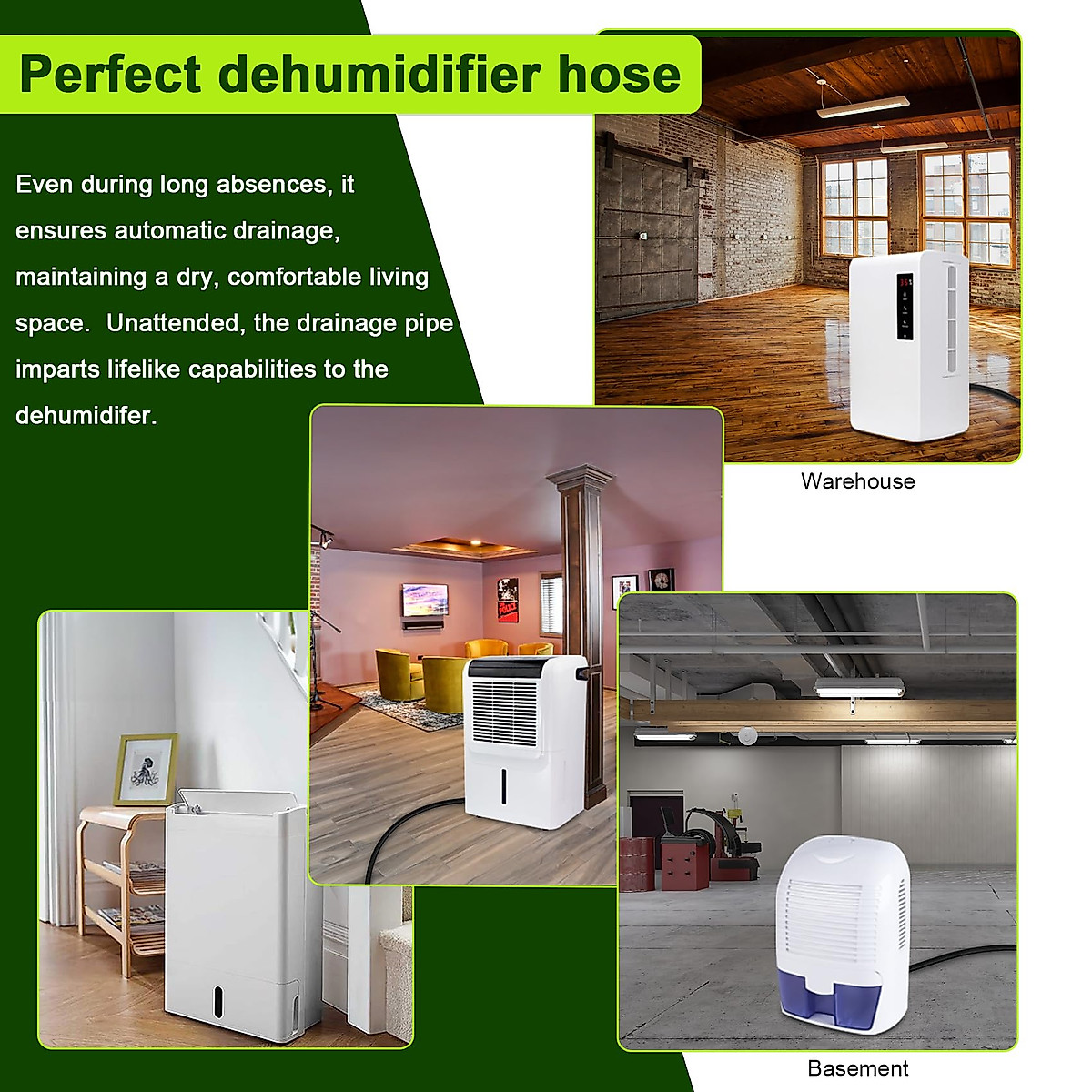 12FT Dehumidifier Drain Hose with 3/4 Inch FHT Connector, featuring Rust-Resistant Brass Fittings for Leak-Proof Connection, Perfectly Compatible with Most Dehumidifier Brands(7 Length Options)