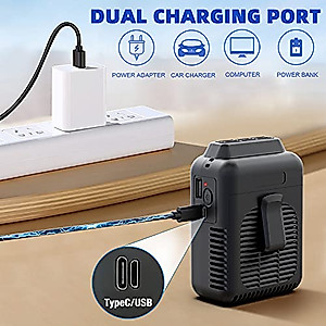 Koonie Portable Waist Fan, 5200RPM Strong Airflow 23H Working Time Hands-free Necklace Fan, Battery Powered 3-Speed Personal Fan 8000mAh for T-shirts, Jacket, Clothes, Fishing, Gardening, Climbing