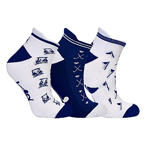 Surprizeshop Ladies Golf Socks (3 Pack) | Cushioned Sole | Extended Tab at rear | One Size US 6-9 | Compression Fit for Support & Comfort | Womens Golf Socks (Navy)