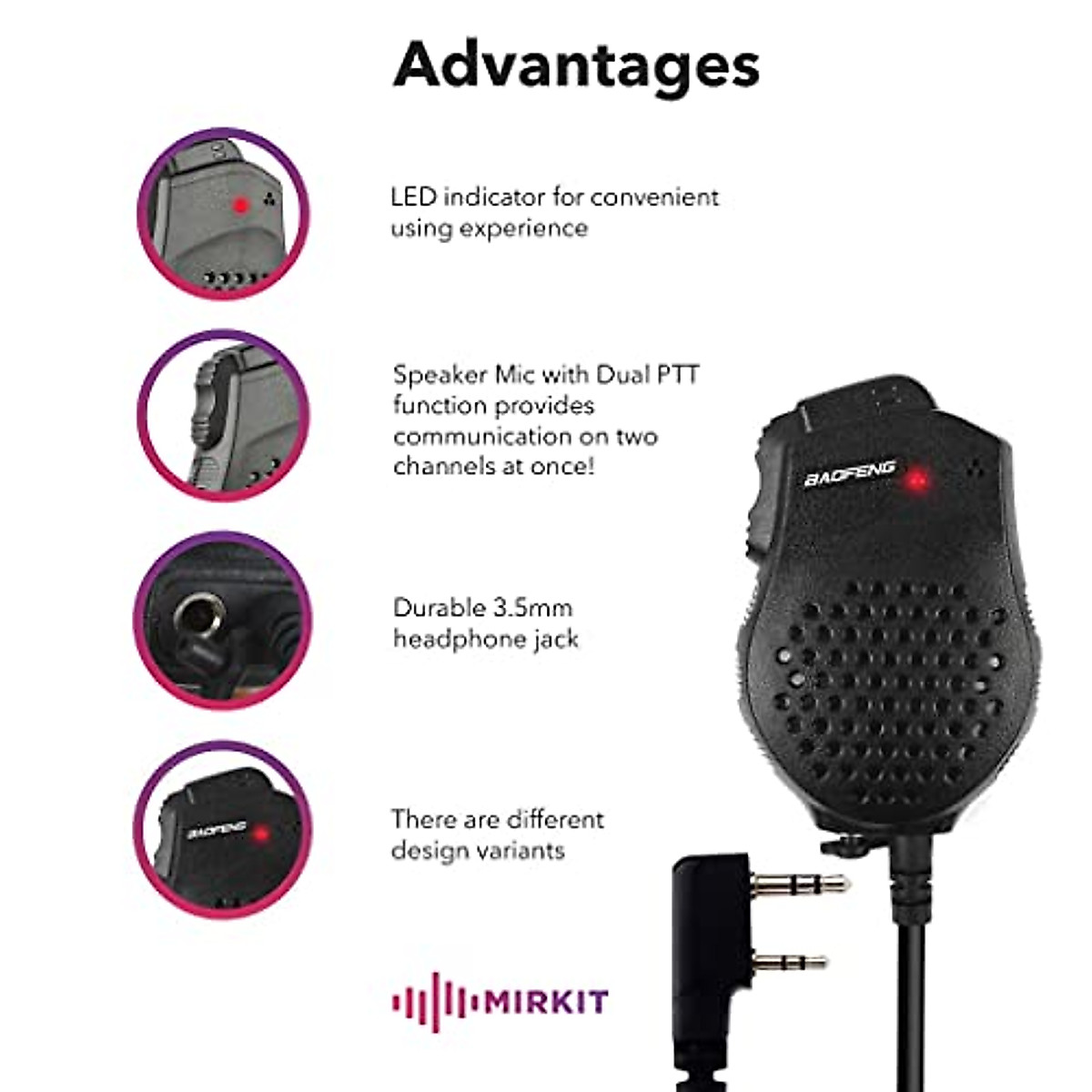 Original Baofeng Mic for UV-82 Speaker Mic Compatible with Baofeng Radios: UV-82HP, UV-82L, UV-5R Series and All Ham Radio Dual PTT Design with K2 Plug