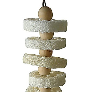 N/ hfjeigbeujfg Bird Toy,Parrot Cage Chewing Toys Hollow Loofah Wooden Beads Bell Parrot Chewing Bite Cage Hanging Birds Pet Toy - Wood Color