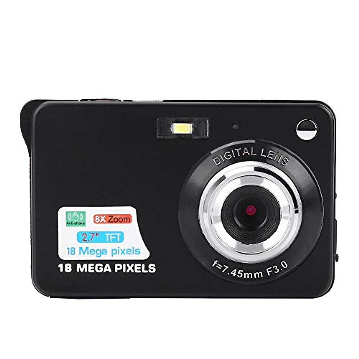 Serounder Mini Digital Camera, 1080P HD 2.7" LCD Screen 8X Digital Zoom 18MP 30fps Video Camera for Kids Children Gift(Black)