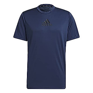 adidas Men's Primeblue Designed 2 Move 3-Stripes Tee, Crew Navy/Black, X-Large