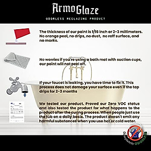 Armoglaze Shower Base Refinishing Kit, Easy Pour-on Application, Odorless, White Coating - 2 kg, Made In USA. (For Large Shower Base Size 6x3).