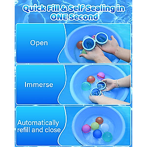 SOPPYCID 15Pcs Reusable Water Balloons, Magnetic Water Balloons for Kids Boys Girls, Quick Fill Soft Silicone Water Balls for Kids, Pool Outdoor Summer Toys for Refillable Water Ballons Bath, Beach