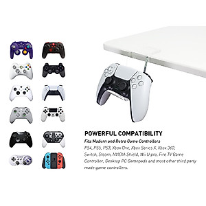 OAPRIRE Under Desk & Desktop Controller Holder Gaming Accessories (2 Pack), Universal Controller Stand for PS5 PS4 Xbox ONE STEAM PC (Crystal Clear)