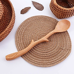 3Pcs Wooden Twig Spoons,Long Handle Soup Spoon Natural Wood Coffee Scoop, Creative Branch Shape Ladle Spoon for Soup Cooking Mixing Stirrering