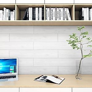 LaCheery Peel and Stick Floor Tile White Wood 6"x36" Waterproof Vinyl Plank Flooring Tiles Peel and Stick for Bedroom Bathroom Kitchen Stick On Floor Tile Self Adhesive Floor Tiles Removable 4 Tiles