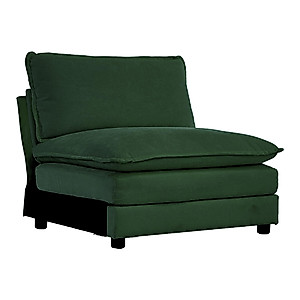 mikibama Armless Deep Seat 1 Seater Chenille Fabric Sofa, Free Combination to Make Multiple Seats of Sofas, Evergreen