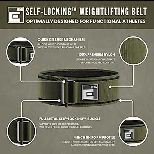 Self-Locking Weight Lifting Belt - Premium Weightlifting Belt for Serious Functional Fitness, Weight Lifting, and Olympic Lifting Athletes| Lifting Belt for Men and Women (Medium, Green)