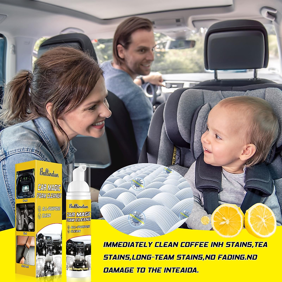 Foam Cleaner For Car, 2 Packs High Effective Foam All Purpose Cleaner, Enhanced Formula Car Magic Foam Cleaner For Car Interior, Multipurpose Foam Cleaner Spray For Carpet, Upholstery, Fabric Washing