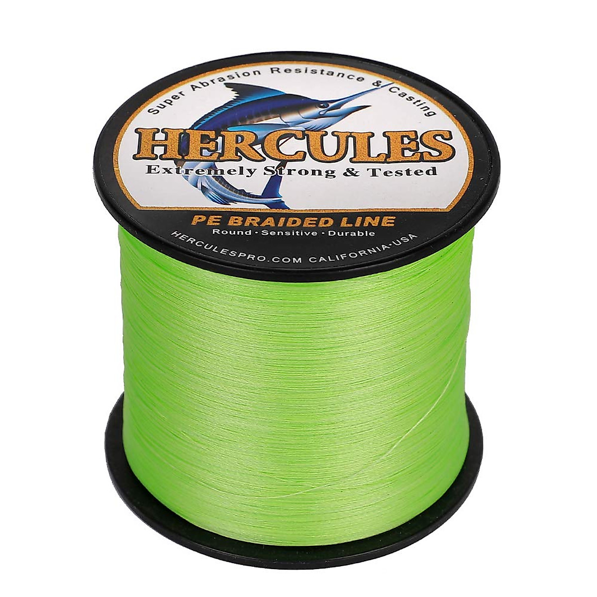 HERCULES Super Strong 300M 328 Yards Braided Fishing Line 80 LB Test for Saltwater Freshwater PE Braid Fish Lines 4 Strands - Fluorescent Green, 80LB (36.3KG), 0.48MM