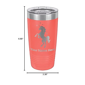 LaserGram 20oz Vacuum Insulated Tumbler Mug, Unicorn, Personalized Engraving Included (Coral)