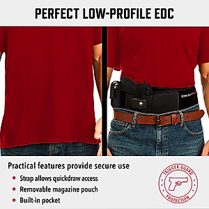 Belly Band Holster for Men and Women - Gun Holster by ComfortTac, Fits Smith and Wesson, Shield, Glock 19, 17, 42, 43, P238, Ruger LCP, and Similar Guns for Most Pistols and Revolvers