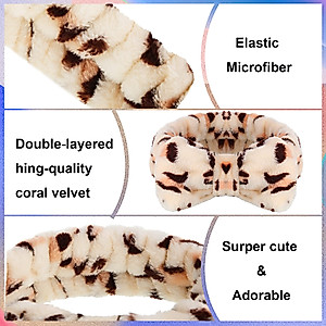 74 Pieces Spa Headband Coral Fleece Women Bow Makeup Headband Cosmetic Skincare Hair Band for Washing Face Soft Facial Hair Wrap Head Band Terry Cloth Headbands for Girls Shower Party, 32 Styles