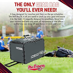 No Errors Ball Boy XL Coaches Wheel Bag - Heavy duty baseball equipment bag with wheels - Holds Two 6 Gallon Ball Buckets - Baseball and Softball Equipment Rolling Bag - Designed for Coaches(Graphite)