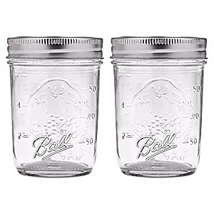 Ball Regular Mouth Mason Jars with Lids & Bands, Half Pint, 8-oz (2-Pack)