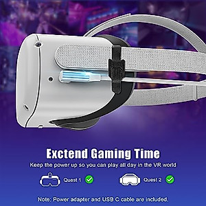 RuntoGOL 16FT Link Cable for Oculus Quest 2/1 Accessories with Adapter, VR Headset Cable with Separate Charging Port, USB 3.0 to USB C High Speed PC Data Transfer Charging Cord for Gaming PC