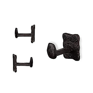 Rustic State Motris Wall Mount Cast Iron Hooks Coat Towel Bag Hat Hanger Multiuse Entryway Railroad Spike Rack Black Set of 2