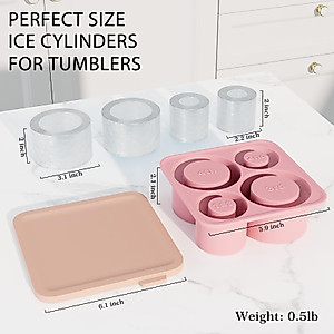 Ice Cube Tray for Stanley Cup,Reusable Ice Cube Trays with Lid for 20oz 30oz 40oz Tumbler,4 Hollow Silicone Cylinder Ice Mold for Ice Drink, Juice, Whiskey, Cocktail
