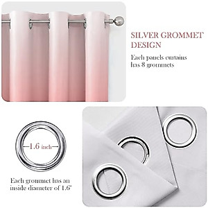 HOMEIDEAS Coral Pink Ombre Blackout Curtains 52 X 84 Inch Length Gradient Room Darkening Thermal Insulated Energy Saving Grommet 2 Panels Window Drapes for Living Room, Bedroom