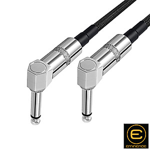 Audioblast - 3 Units - 12 Inch - HQ-1 Braid (Black) Flexible -Dual Shielded(100%)-Guitar Instrument Effects Pedal Patch Cable w/Eminence Right-Angled ¼ inch (6.35mm) TS Plugs & Double Staggered Boots