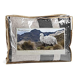 Alpaca and Sheep Wool Blanket, Soft and Thick, 72 x 88 inches Full/Queen, Earth Tones with Tan Stripes, Andean Collection, Made in Peru