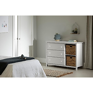 South Shore Cotton Candy 3-Drawer Dresser with Baskets, Pure White