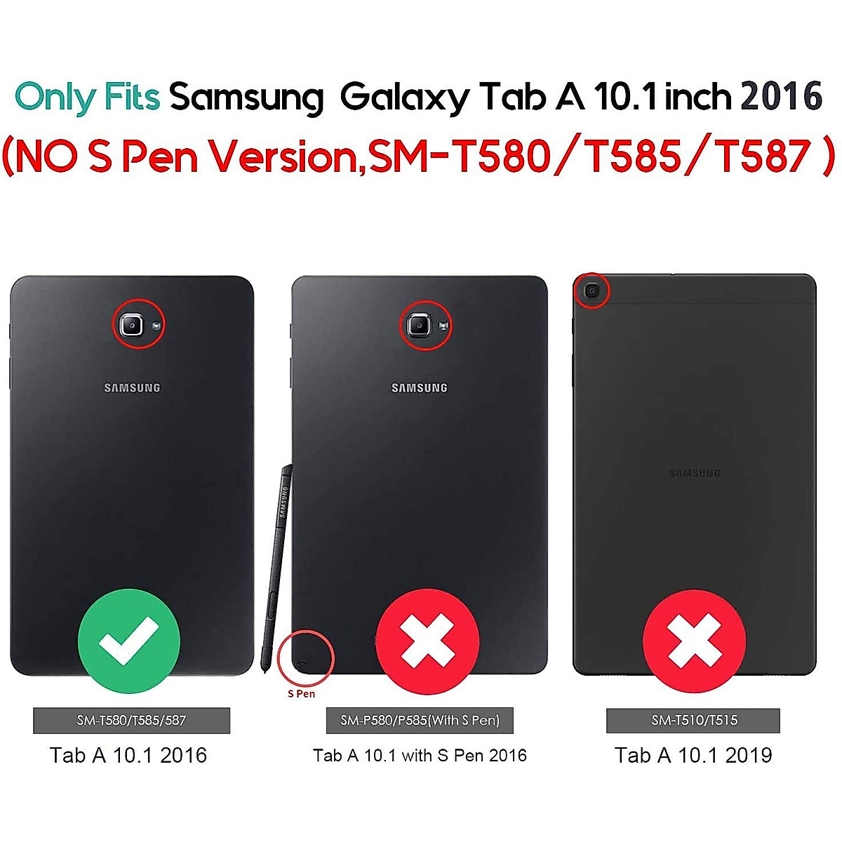 GUAGUA Protective Case for Samsung Galaxy Tab A 10.1 2016, Heavy Duty Rugged Shockproof Anti-Scratch Tablet Cover with Kickstand, Black/Blue