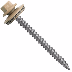 Metal Roofing Screws: (250) 12 x 2-1/2" TAN Hex Head Sheet Metal Roof Screw. Sharp Point Metal to Wood siding Screws. EPDM Washer. Colored Head