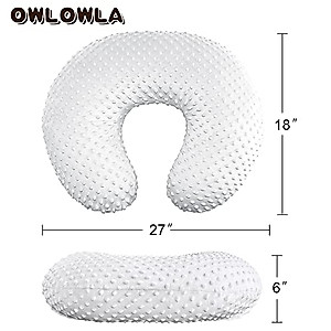 OWLOWLA 2Pack Nursing Pillow Cover White&Khaki Nursing Pillow Covers Set Breastfeeding Pillow Slipcover Fits Naked Nursing Pillow for Baby Boy Girl(White/Khaki)