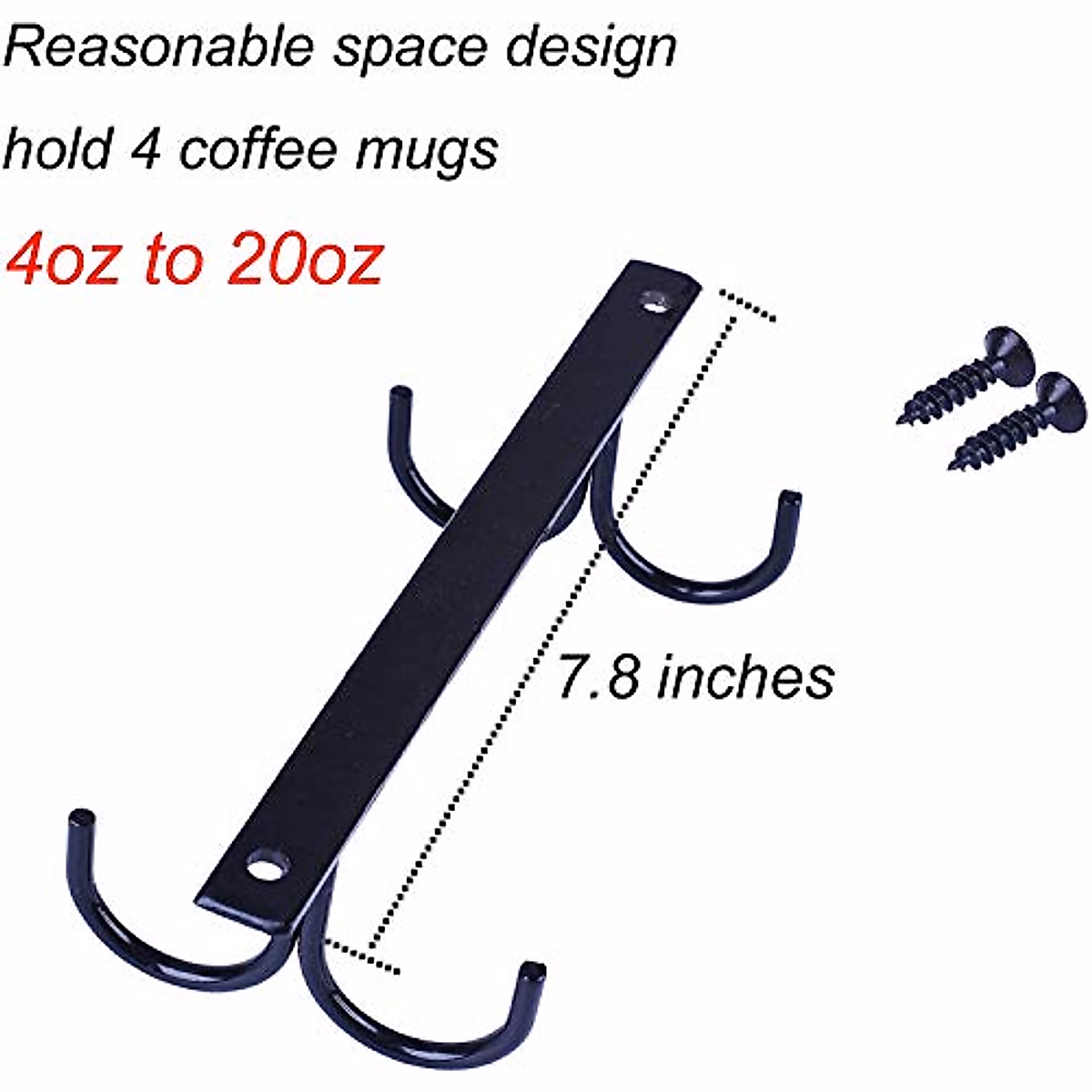 FOLOU Under Cabinet Mug Rack, Rustic Mug Organizer Rack Cup Holder Under Shelf 12 Hanging Hooks Rack for Mugs, Coffee Cups and Kitchen Utensils Display (Black 3 Pack 12 Hooks)