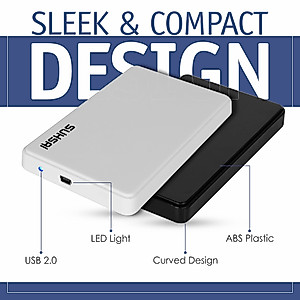 SUHSAI 500GB Portable External Hard Drive USB 2.0 Storage and Backup Drive, USB Hard Disk Drive, Memory Storage Expansion External HDD for Computer, Mac, Desktop (White)