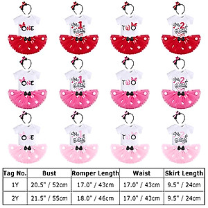 IBTOM CASTLE Baby Girls One 1st Birthday Outfit Polka Dots Romper Tutu Dress Sequin Bowknot Headband Princess Skirt One Years Old Clothes Set for Kids Prom Dance Evening Ball Gown Hot Pink-1ST 1T