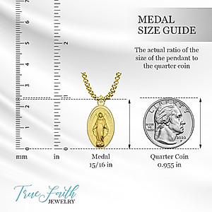 TrueFaithJewelry 12KT Gold-Filled Our Lady Of Grace Miraculous Medal Necklace Pendant Religious Jewelry, 7/8 Inch