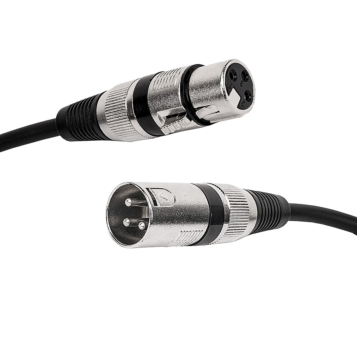 Giusuemp XLR Balanced Microphone Cables 3 Pin XLR Male to Female，10 feet，Silver Black for Powered Speakers, Audio Interface or Mixer Live Performance & Recording