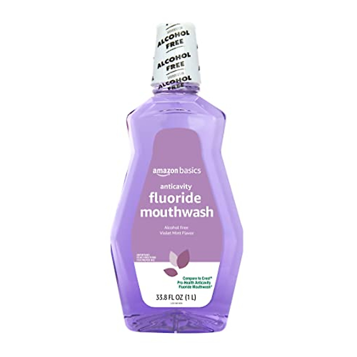 Amazon Basics Anticavity Fluoride Mouthwash, Alcohol Free, Violet Mint, 1 Liter, 33.8 Fluid Ounces, 1-Pack (Previously Solimo)