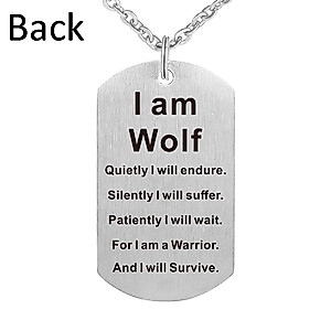 Fashion Wolf Pendant Necklace I am Wolf Fans Gift Dog Tag Jewelry Keychain