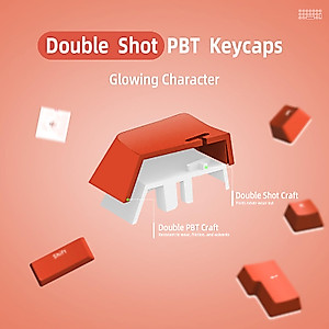 108 Key Custom PBT Keycap Set Double Shot OEM Profile for 61/68/87/98/100/104Key TKL 60% and Full Size Cherry Gateron Kailh Outemu Cross Type Switch US Layout Mechanical Keyboard (Orange Black White)