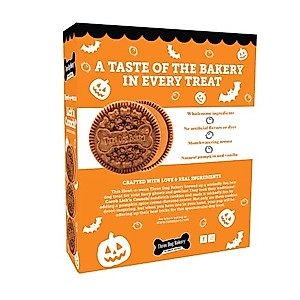 Three Dog Bakery Lick'n Crunch! Howl-o-ween Sandwich Cookies, Carob and Orange Pumpkin Spice Crème Flavor, Premium Treats for Dogs, 13 Ounces Each