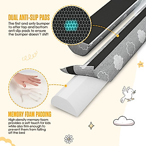 Sleepah 3 Pack Bed Rail for Toddlers Memory Foam Bed Bumper Guard w Dual Non-Slip Pads (Top & Bottom) Bed Rail is Waterproof Washable Soft Removable Cover for Kids, Adults & Seniors