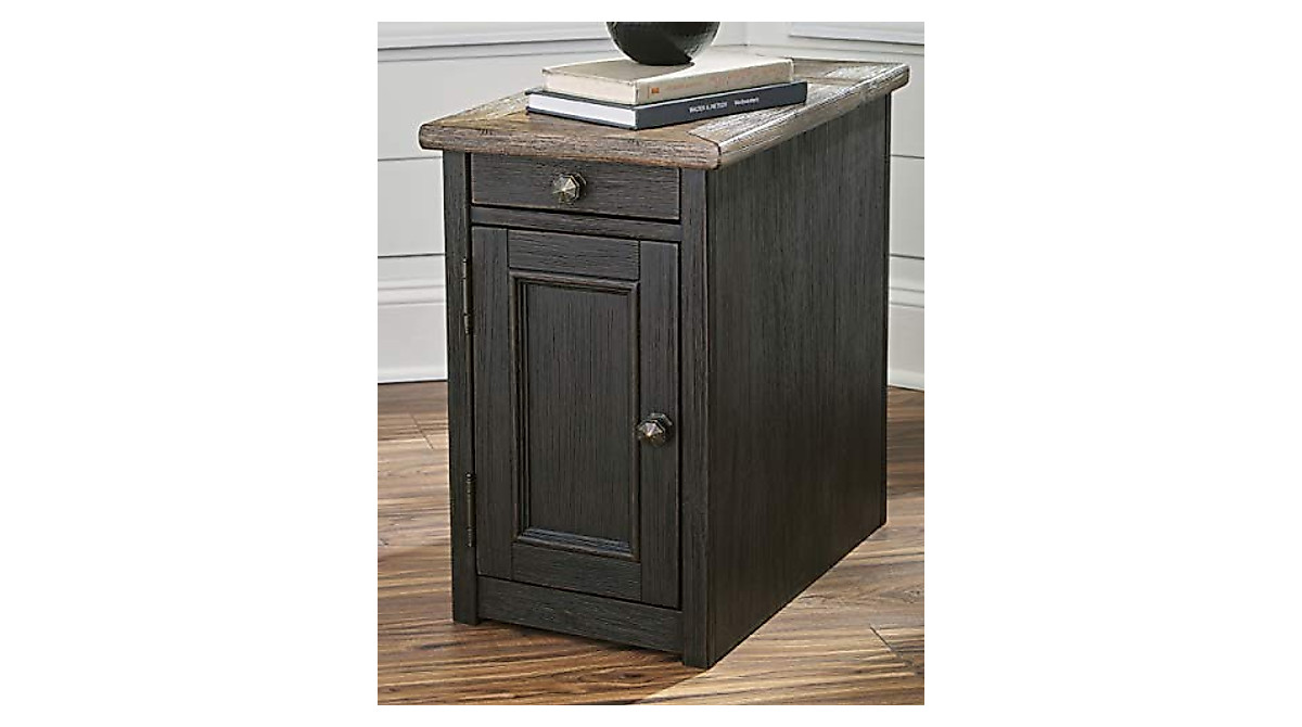 Rustic Chair Side End Table with USB & Tray - Ashley