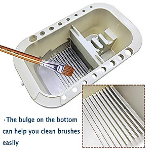 Cshangzei Paint Brush Basin,Plastic Paint Water Cup Brush Tub,Multifunction Artist Brush Washer with Brush Holder,Palettes and Handle for Watercolor Outdoor Indoor Painting