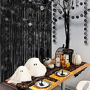 6 pcs Black Fringe Curtains Party Decorations with Garlands Streamers Photobooth Props Party Backdrop Background for Wedding Halloween Birthday Bridal Shower Bachelor Party Supplies 
