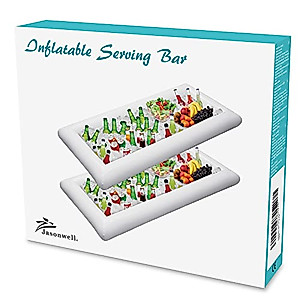 Jasonwell Inflatable Serving Bars Ice Buffet Salad Serving Trays Food Drink Holder Cooler Containers Indoor Outdoor BBQ Picnic Pool Party Supplies Luau Cooler w Drain Plug