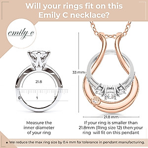 Emily C Original Patented Ring Holder Necklace,Stainless Steel Necklace Ring Holder,Women & Men Wedding Ring Holder Necklace, Stainless Steel, Cubic Zirconia