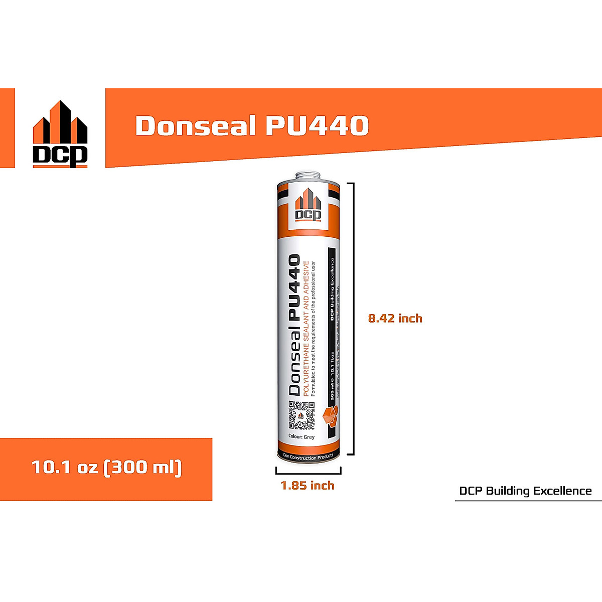 DCP Donseal PU440 Concrete Sealant - Paintable Concrete Expansion Joint Filler - Non-sag Polyurethane Caulk for Joints & Walls - Grey Concrete Sealer 10.1 fl. oz Cartridge