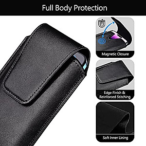 ykooe Leather Phone Holster for iPhone 14 13 Pro Max S23 Ultra Plus, Black – XL