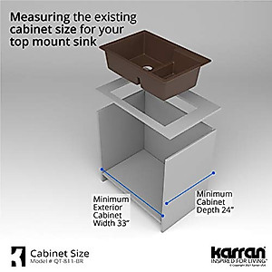 Karran QT-811 33" Top Mount Large/Small Bowl Quartz Kitchen Sink Kit in Brown